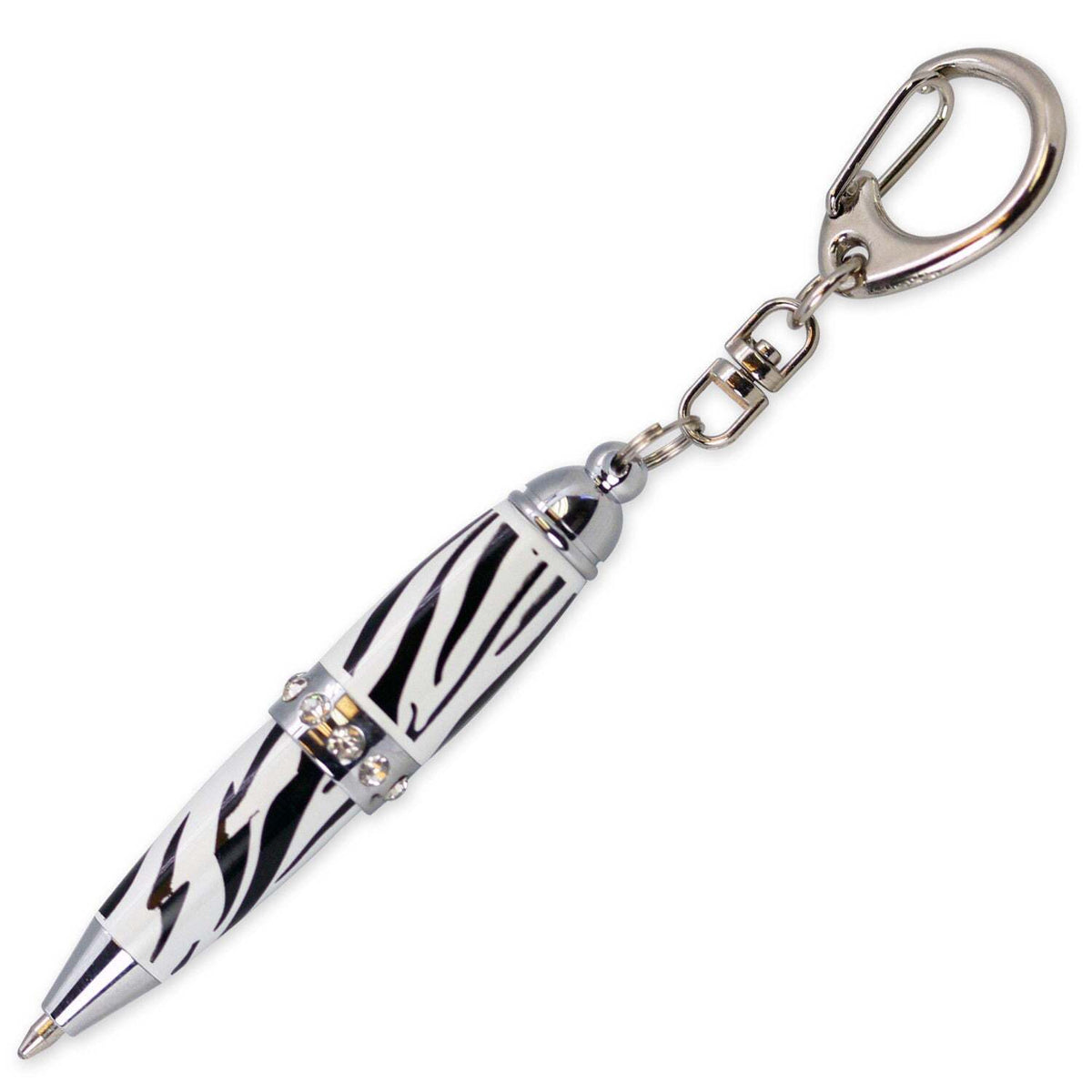 Padrino Pixie Zebra Print Crystal Keychain Carabiner Ballpoint Pen ...